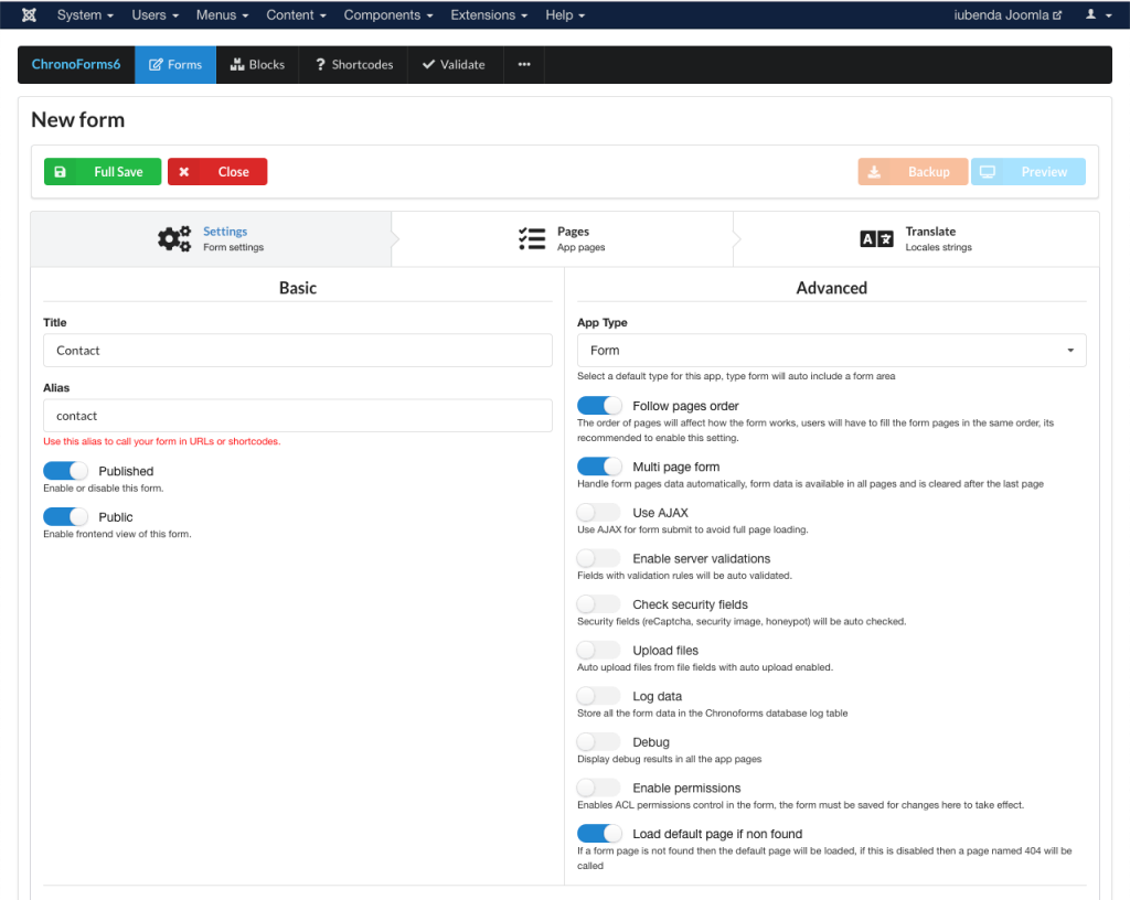 How to Implement the Consent Database in Joomla! with ChronoForms | iubenda