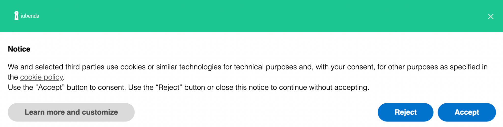 Do I need a Reject button on my cookie banner? | iubenda