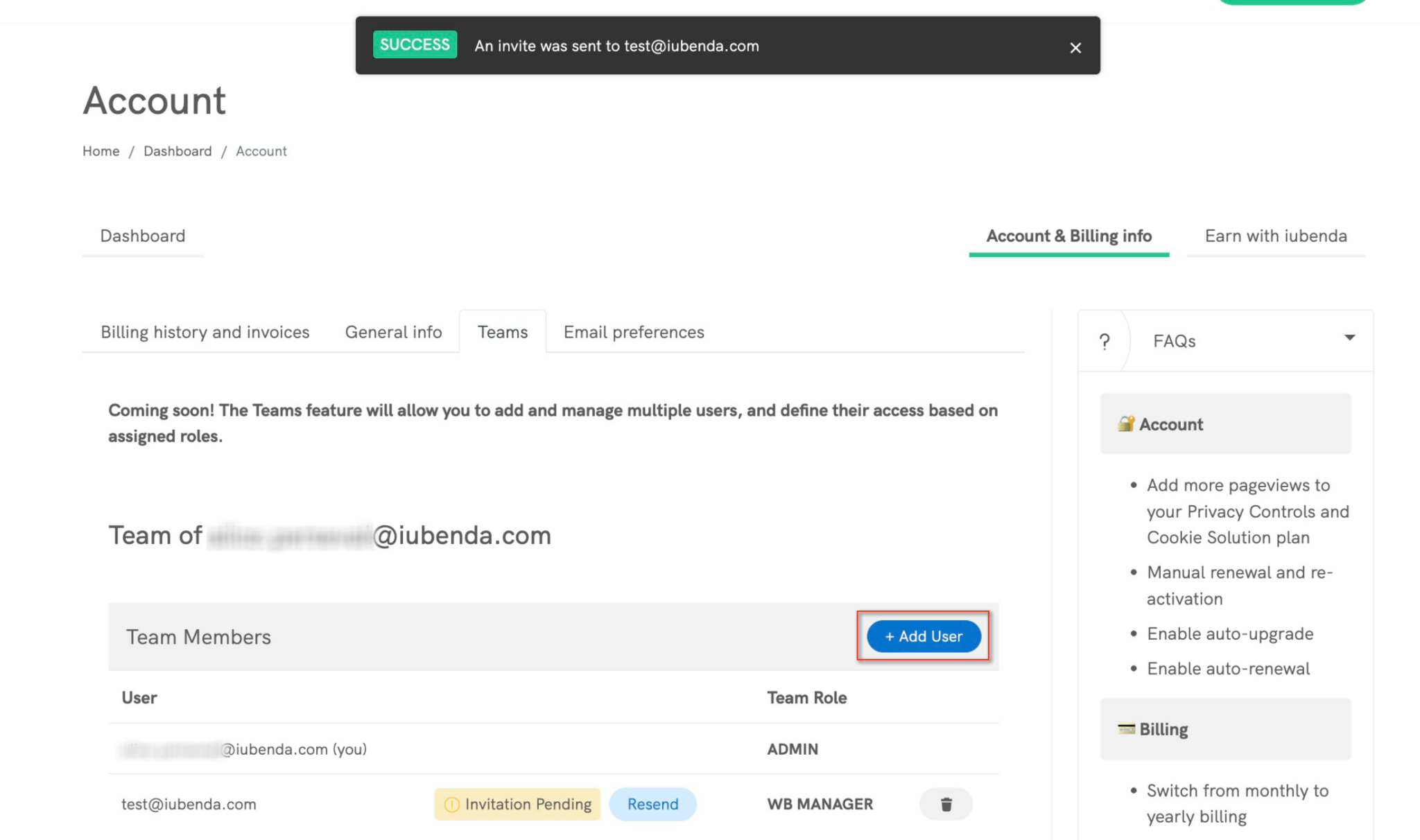 How to Use iubenda's Multi-User Accounts | iubenda